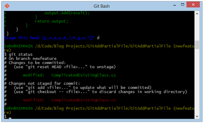 Git: Interactively Stage Portions of a Single Changed File for Commit Using git add -p | John Atten